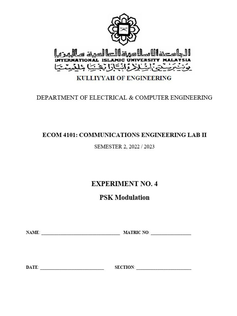 LAb 4 PSK | PDF | Modulation | Radio Technology