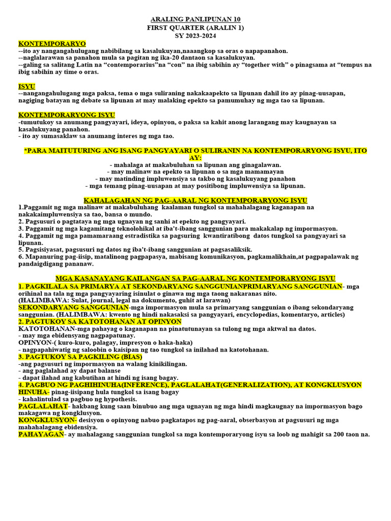 Ap10 Aralin1 2023 | PDF