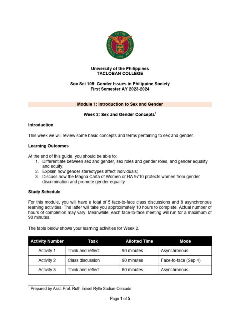 Week 2 Study Guide | PDF | Gender Studies | Gender