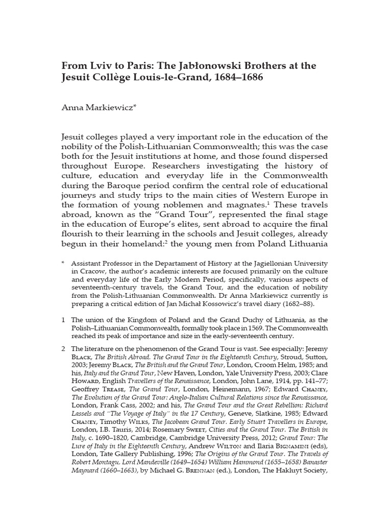 The Jabłonowski Brothers at The Jesuit Collège Louis-le-Grand | PDF