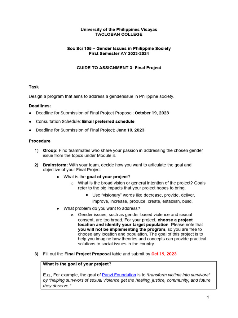 Soc Sci 105 Assignment 3 Guide | PDF | Goal | Social Structure