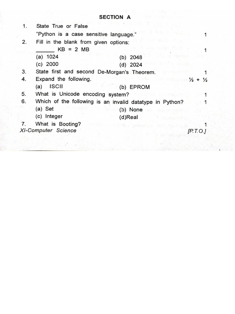 PractceQns CS | PDF | Read Only Memory | Boolean Algebra