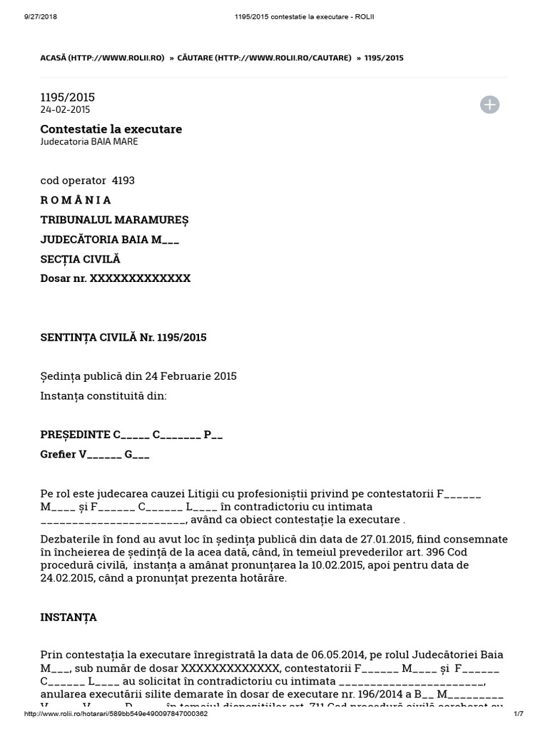 Sentinta ICCJ Favorabila Contra Executarilor Silite | PDF