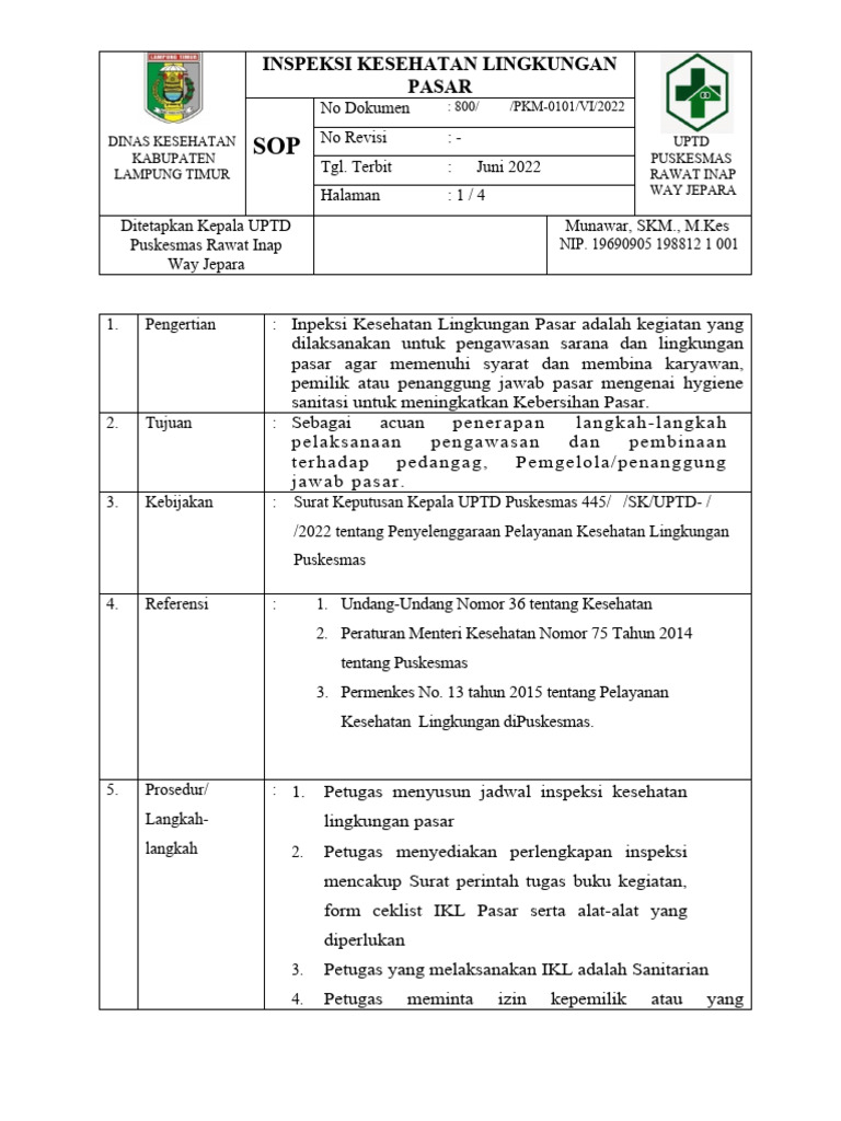 SOP IKL Pasar | PDF | Bisnis