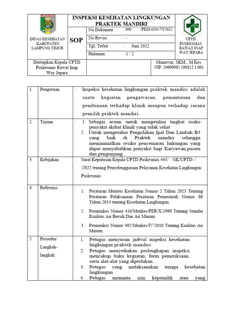 SOP IKL Praktek Mandiri | PDF