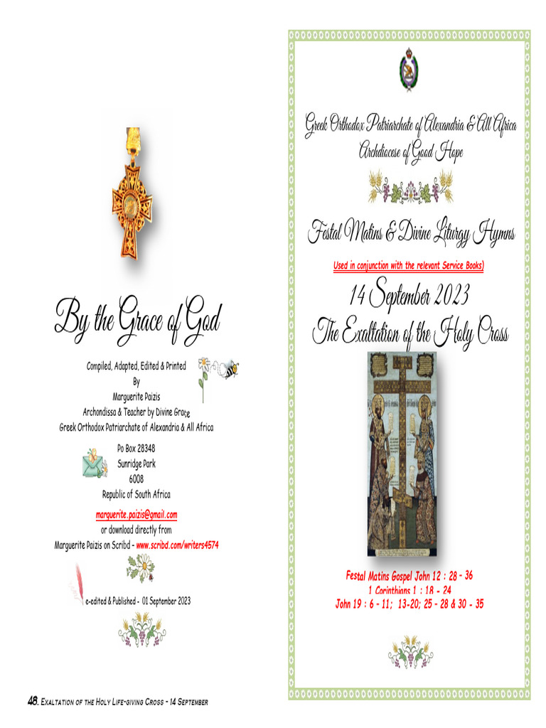 2023 - 14 Sept - Exaltation of Holy Cross Matlit | PDF | Jesus ...