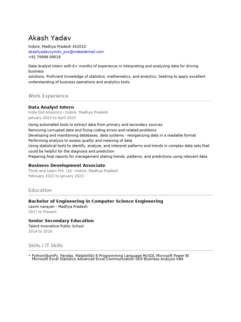 Resume Akash Yadav | PDF