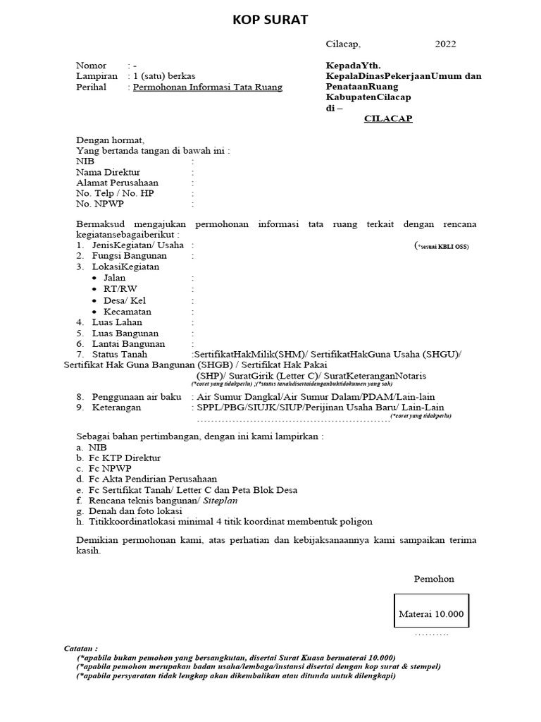 Format Surat Permohonan ITR 2021-1 | PDF