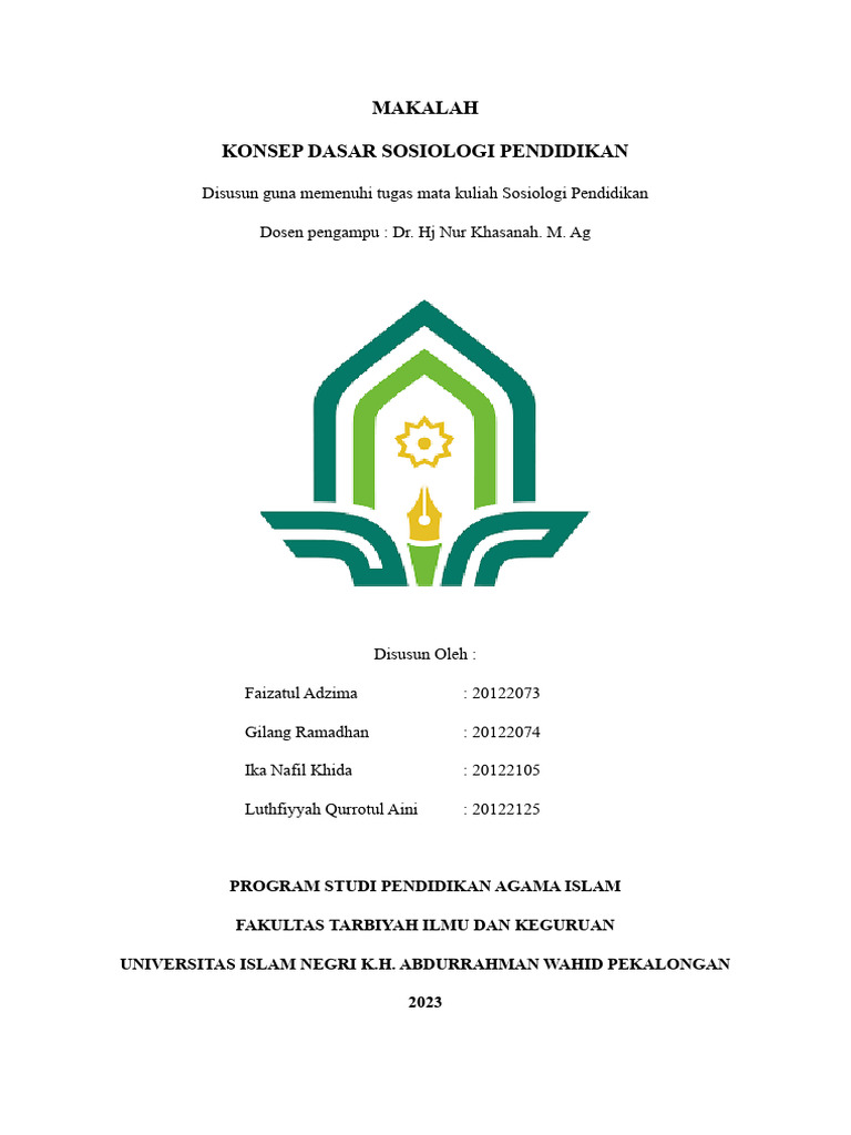 Makalah Sospen Konsep Dasar Sosiologi Pendidikan | PDF | Karier ...