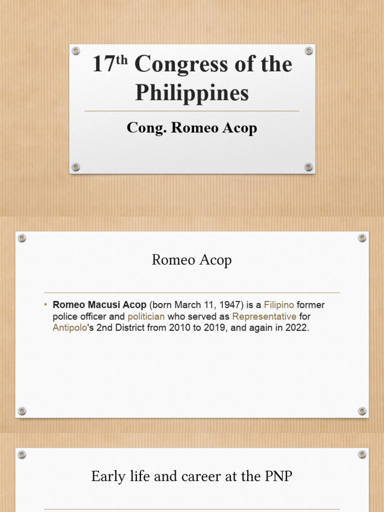 Cong. Romeo Acop | PDF | Government | Philippines