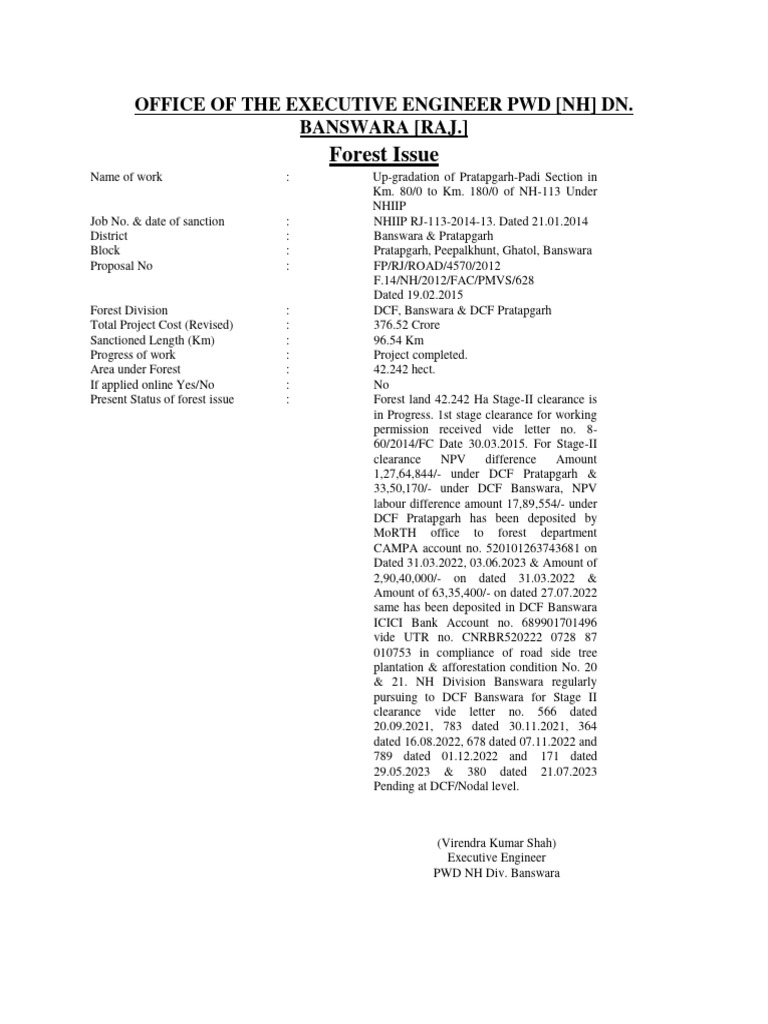 Forest Clearance Status for NH Projects | PDF | Natural Resource ...