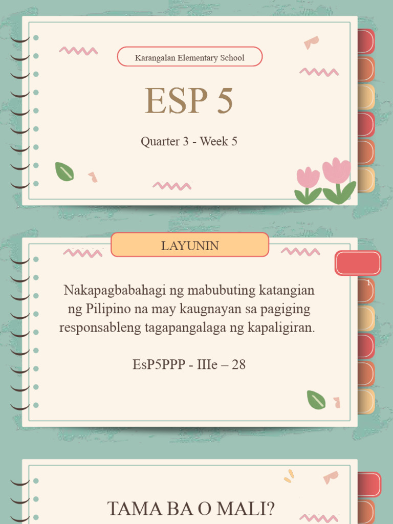 Karangalan Elementary School: Quarter 3 - Week 5 | PDF