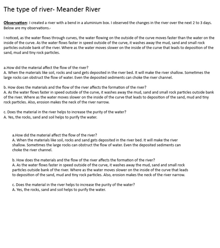 Meander River Project Model | PDF