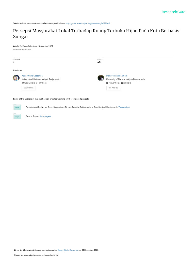 Persepsi Lokal Green Space | PDF | Natural Environment