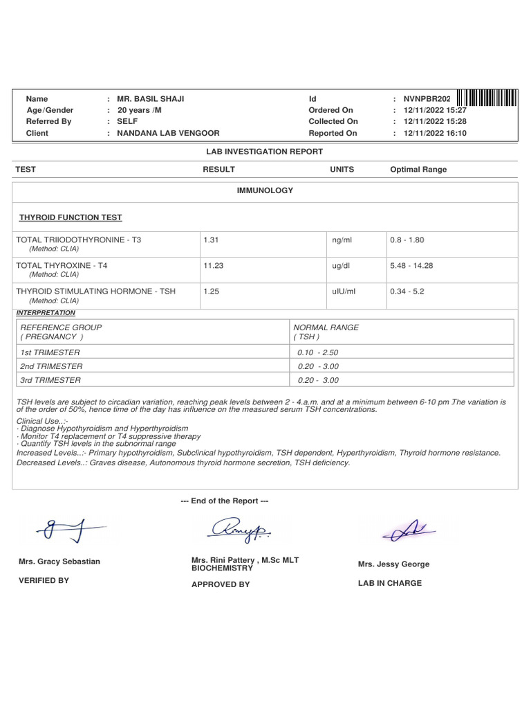 Complete - Report Check Up | PDF | Thyroid Stimulating Hormone ...