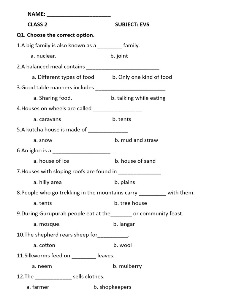 Class 2 Evs Pdf