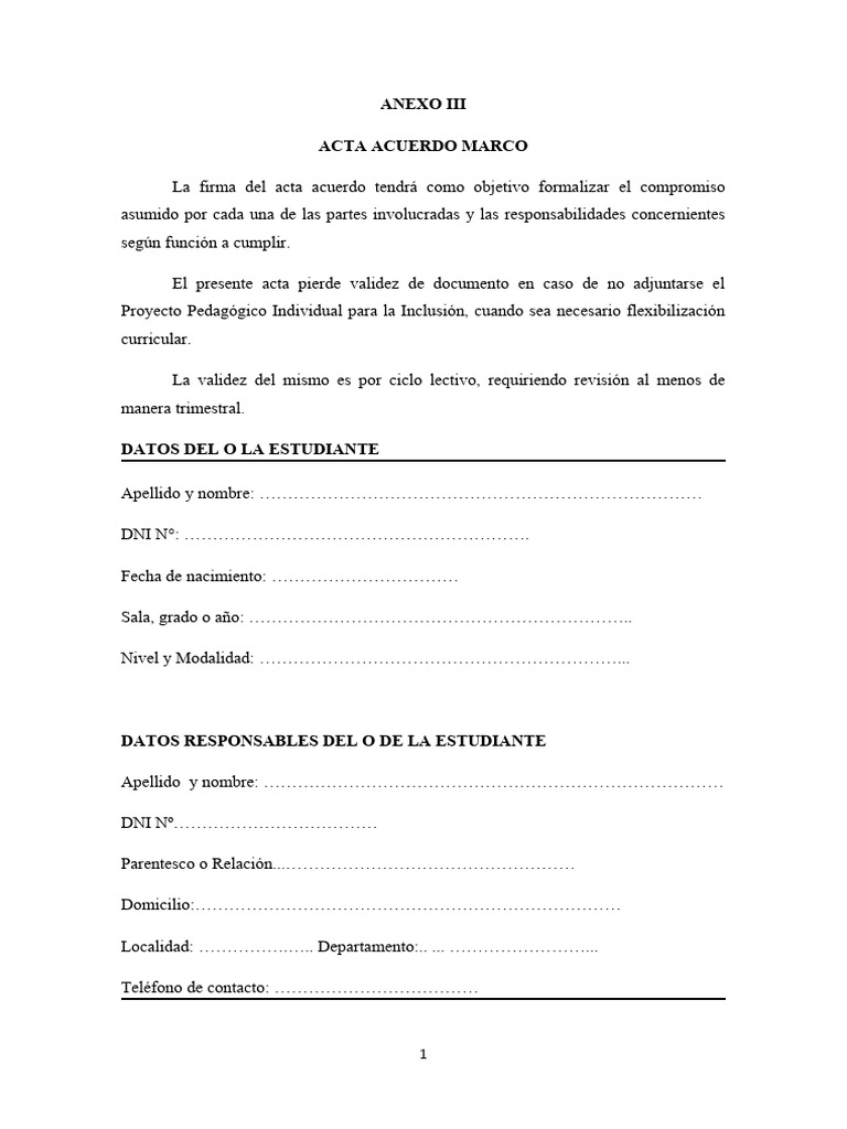 Instrumentos 3750 ACTA DE ACUERDO MARCO | PDF | Educación especial | Enseñando