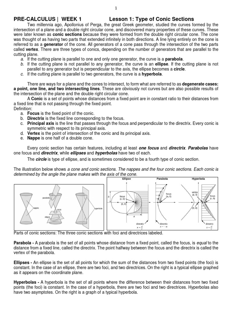 Pre Calculus Week 1 Learning Material | PDF | Ellipse | Circle