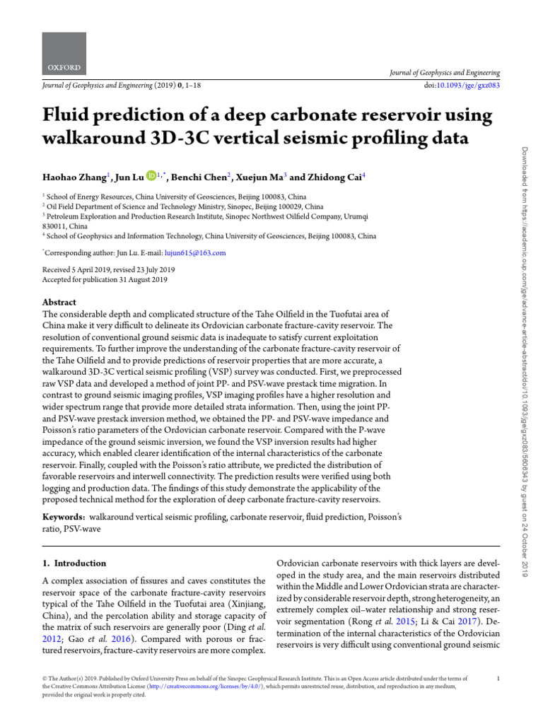 Fluid Prediction of A Deep Carbonate Reservoir Usi | PDF | Reflection ...