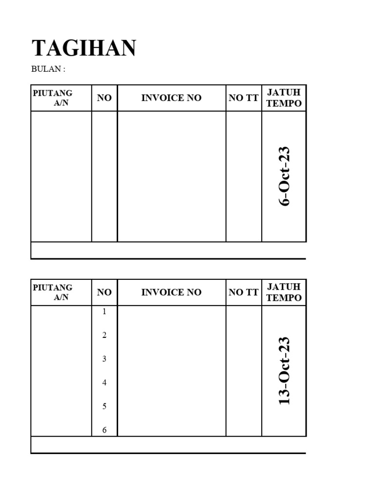 Form Tagihan Dari Supplier | PDF