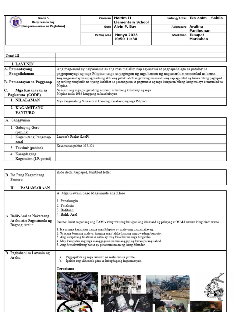 DLL Cot AP 6 q4 (2nd Cot) | PDF