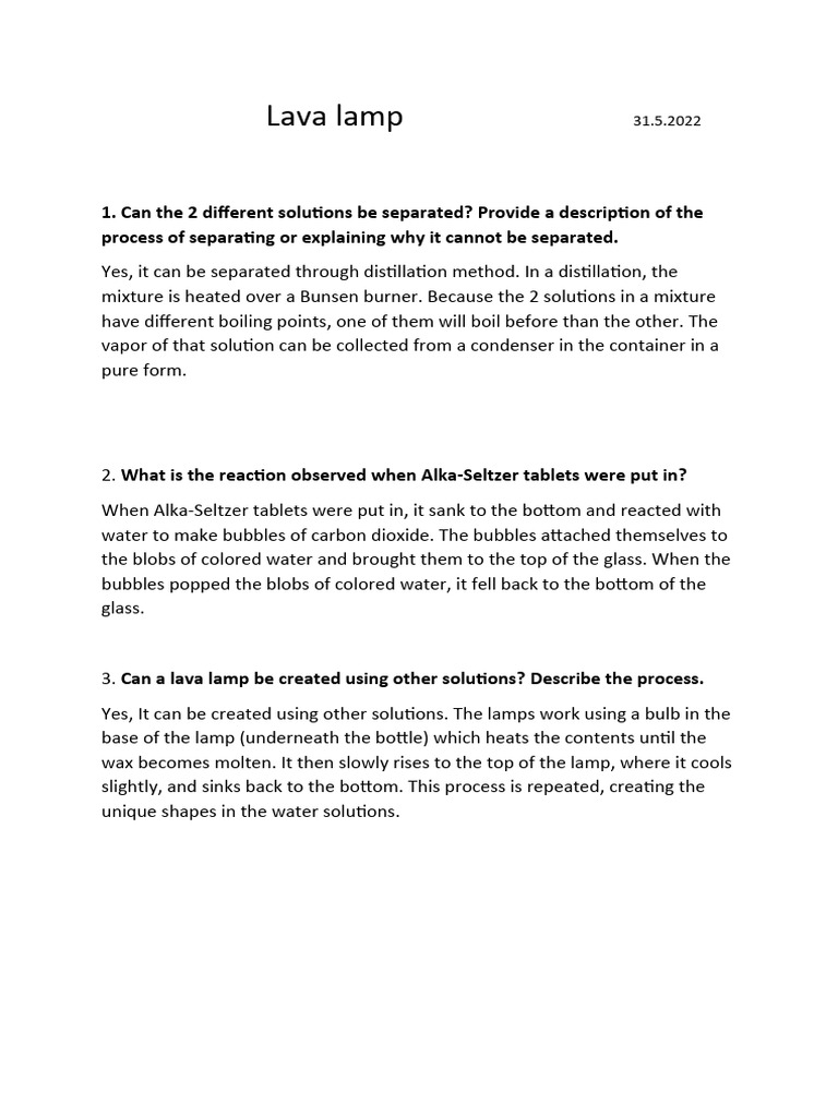 Lava Lamp Project | PDF