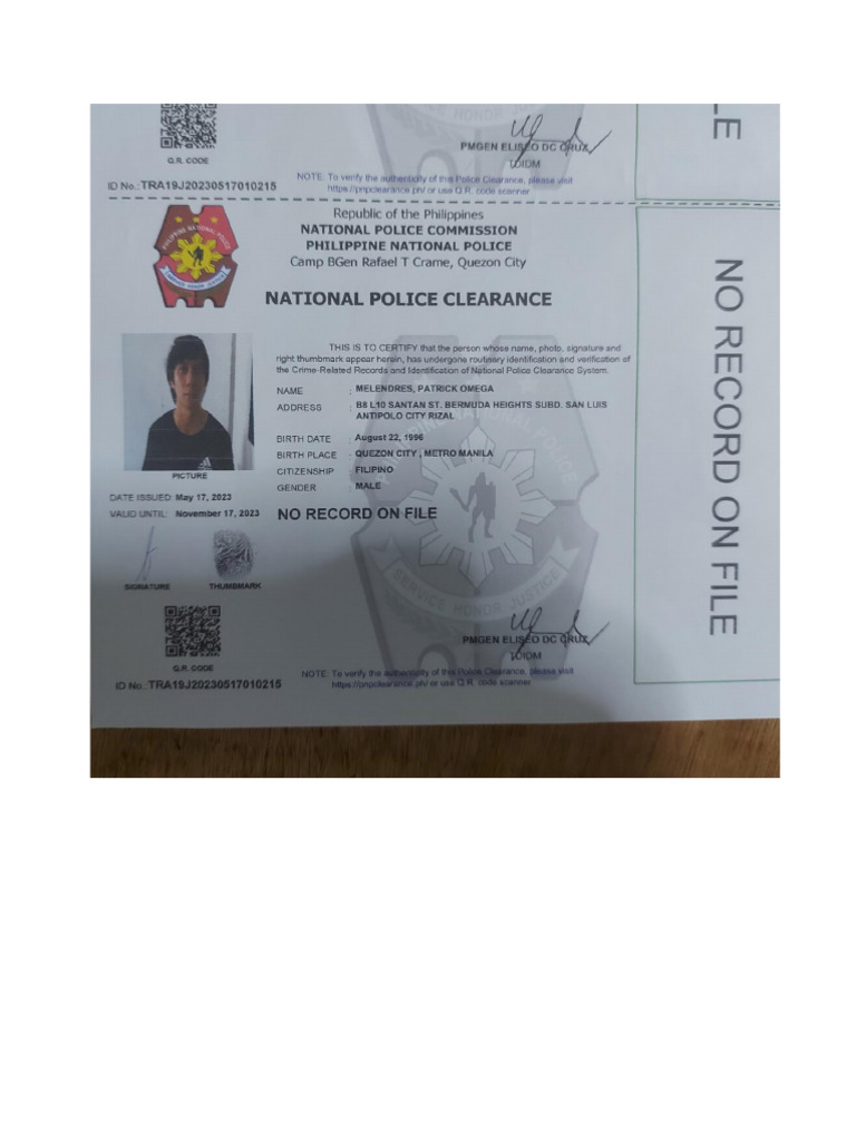 Police Clearance | PDF
