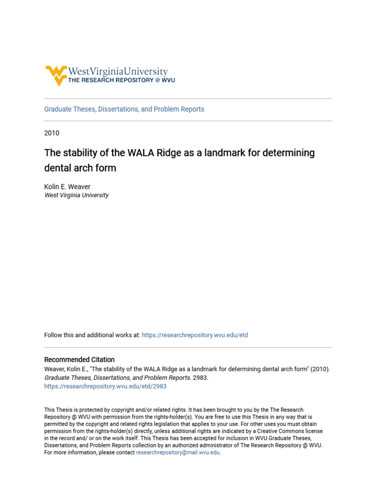 The Stability of The WALA Ridge | PDF | Orthodontics | Dentistry Branches