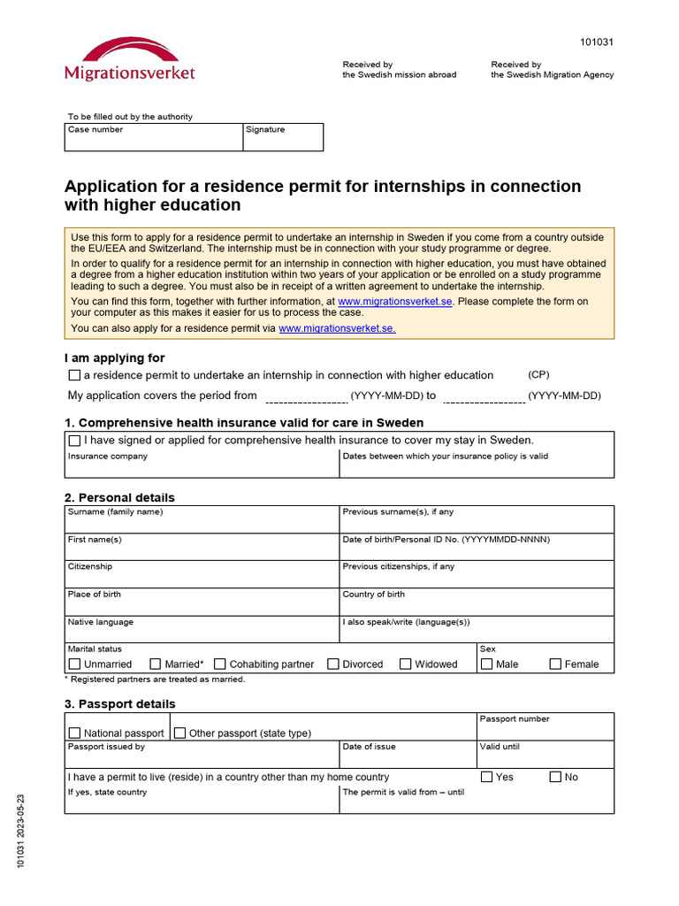 Residence Permit Application for Internships | PDF | Criminal Record ...
