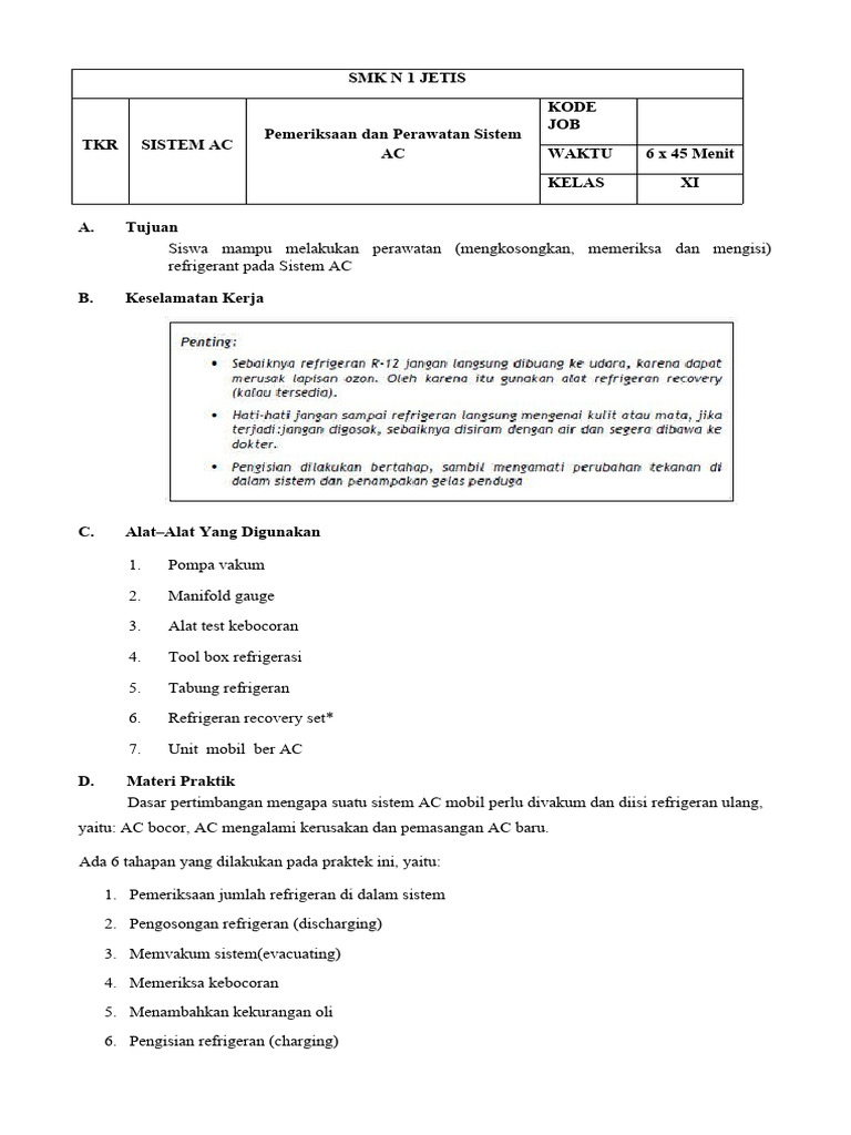 Job Sheet AC | PDF | Teknologi & Rekayasa