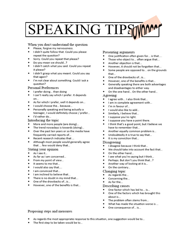 Speaking Tips c1c2 Levels | PDF | Self-Improvement