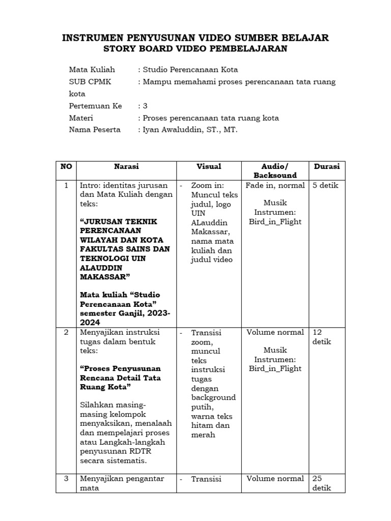 Instrumen Penyusunan Video Pembelajaran | PDF | Komputer