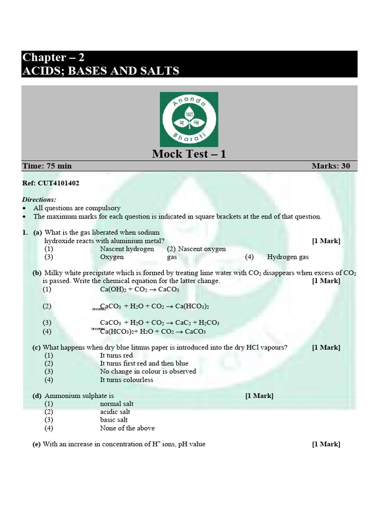 Chapter - 2 Acids Bases and Salts | PDF | Acid | Sodium Carbonate