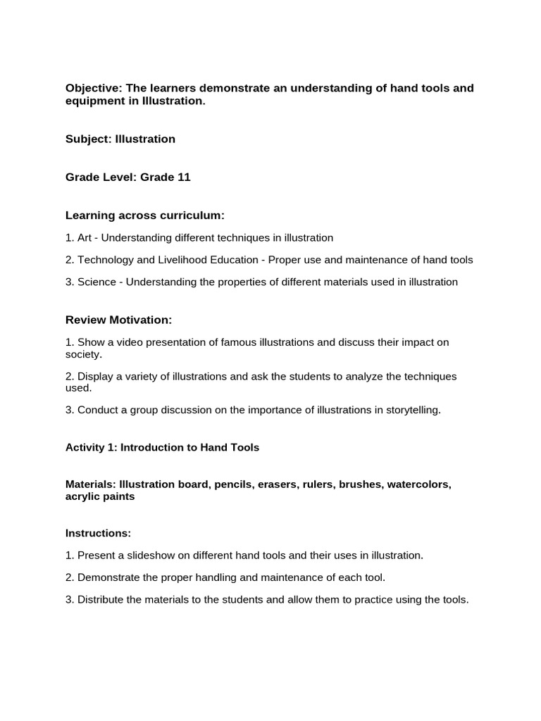 Lesson Plan | PDF | Illustration | Composition (Visual Arts)