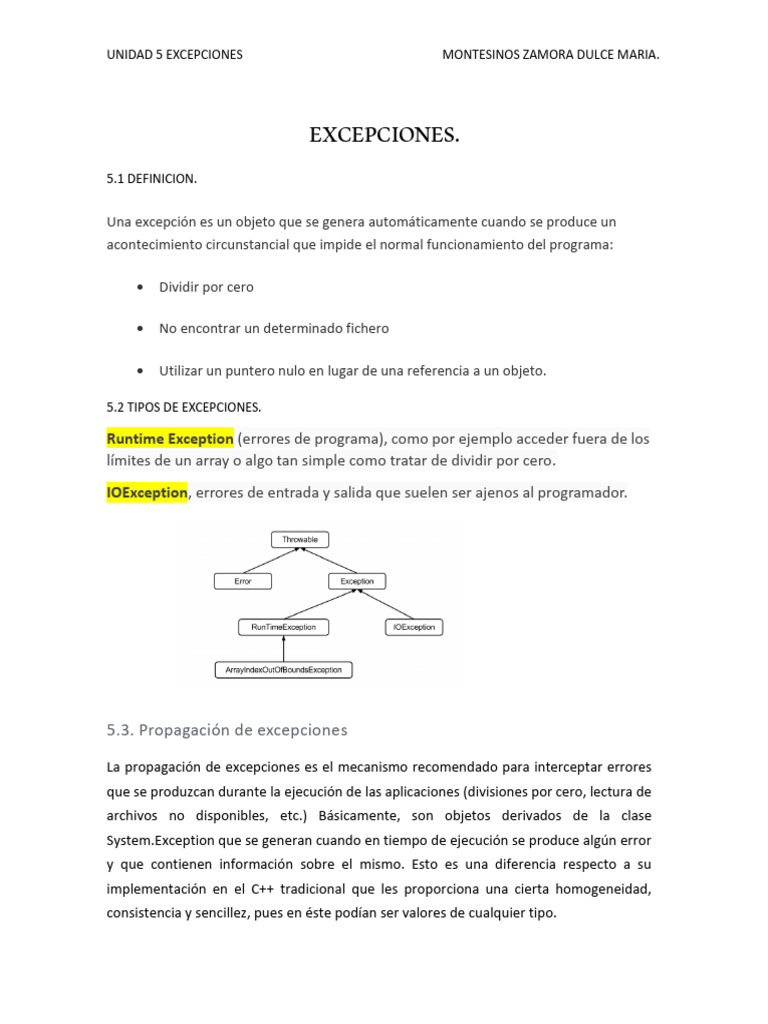 EXCEPCIONES | PDF | Constructor (Programación Orientada a Objetos) | Programación