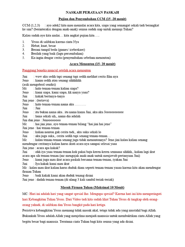 Naskah Drama Sekolah Minggu | PDF