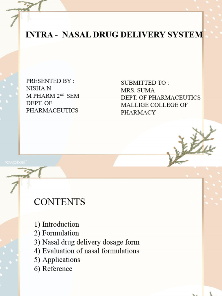 Intra Nasal Drug Delivery System | PDF | Drugs | Health Care