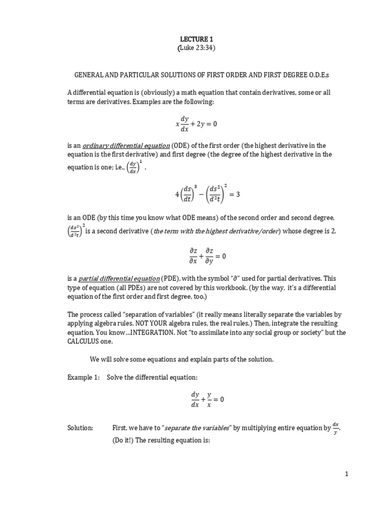 Variables Separable | PDF | Ordinary Differential Equation | Equations