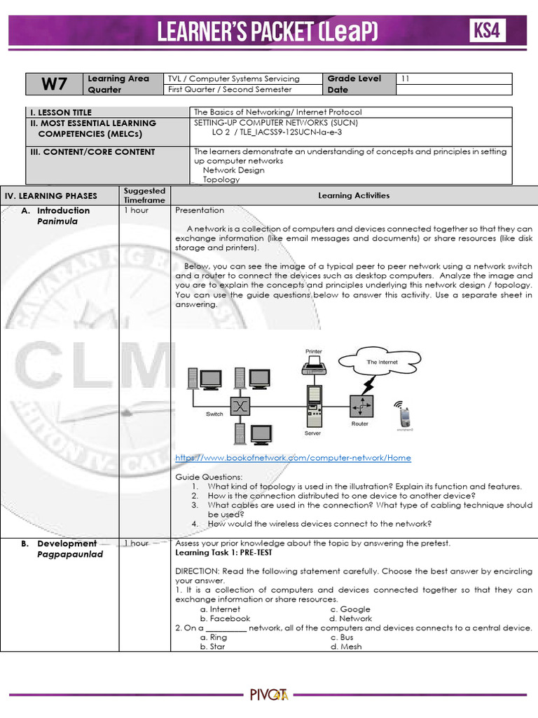 TLE11-ICT-Computer Systems Servicing-Q1 - Q2-W7-LeaP | PDF | Computer Network | Osi Model
