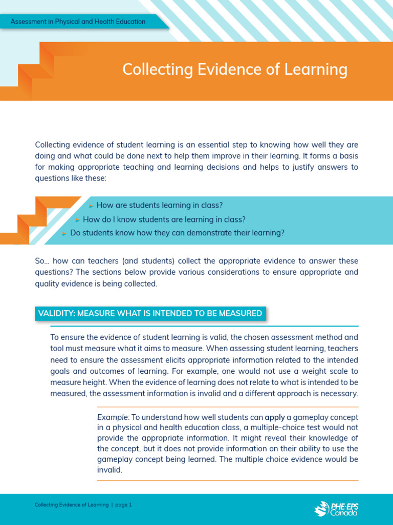 Collecting Evidence Of Learning En Pdf Educational Assessment Learning