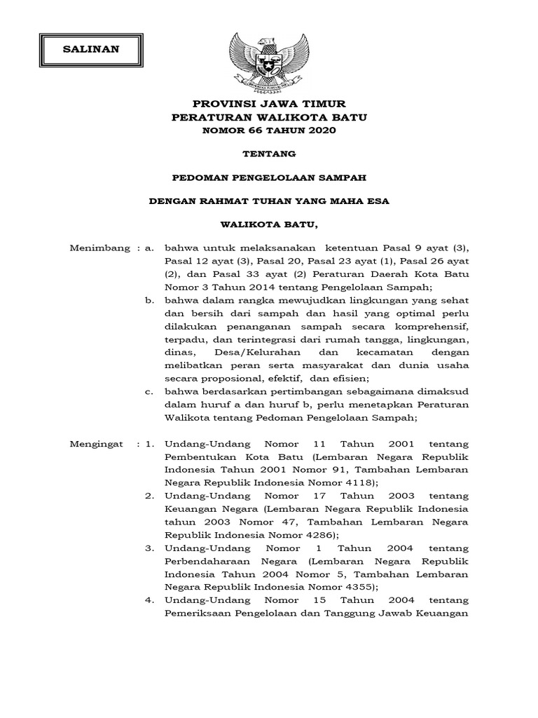 Perwali Sampah | PDF