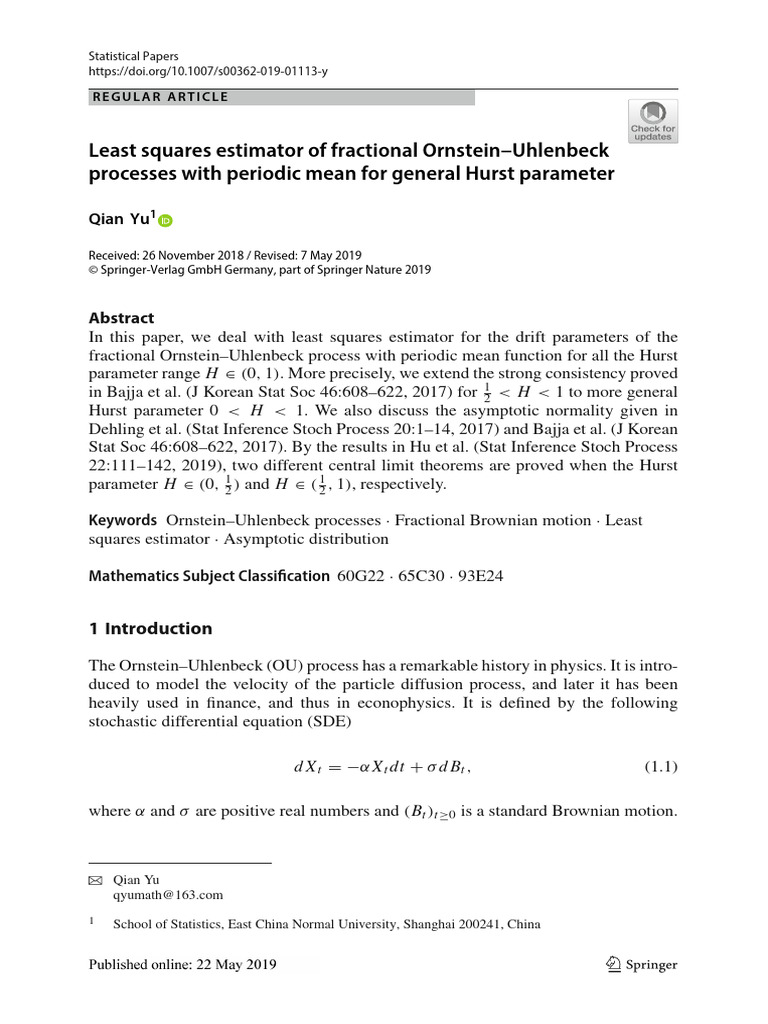 Yu 2019 | PDF | Least Squares | Mathematics