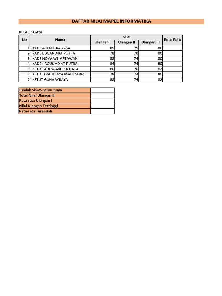 Contoh Latihan Excel Satu | PDF