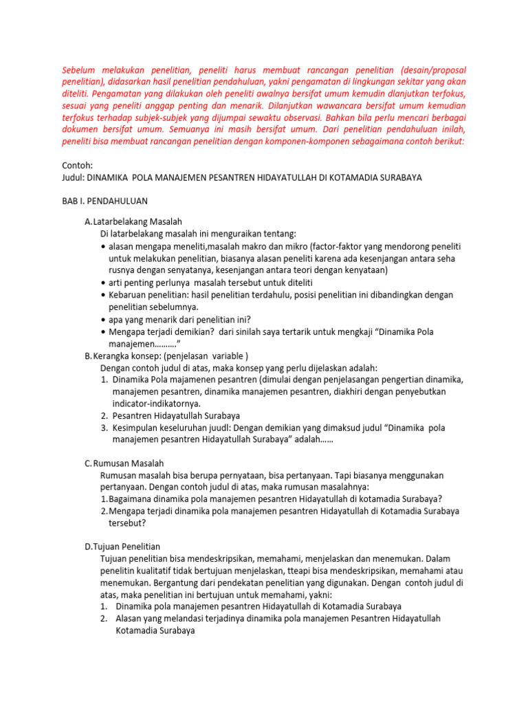 Bagian 4 Contoh Rancangan Penelitian Kualitatif | PDF