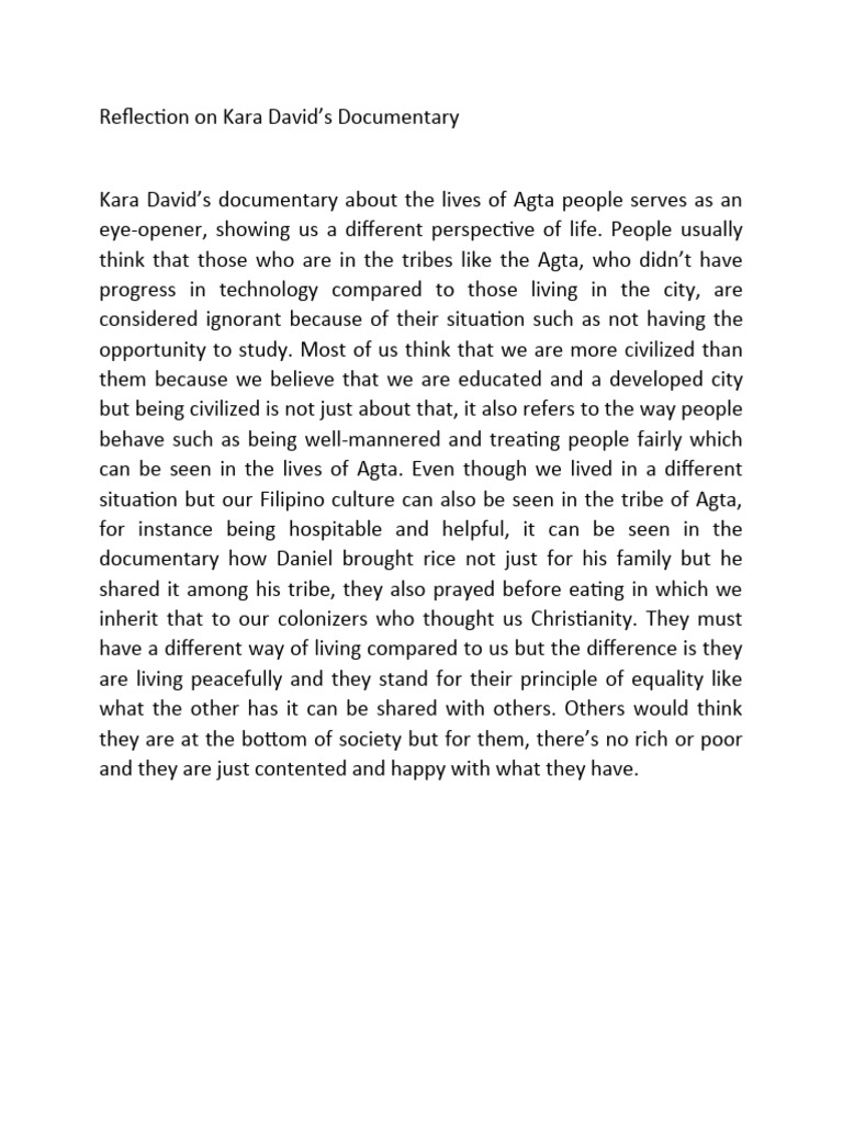 Ang Mga Agta, A Reflection On The Documentary | PDF