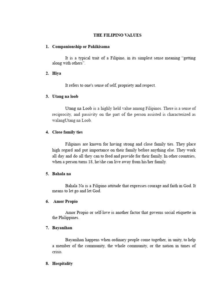 Filipino Values - Universal Values | PDF | Behavioural Sciences ...