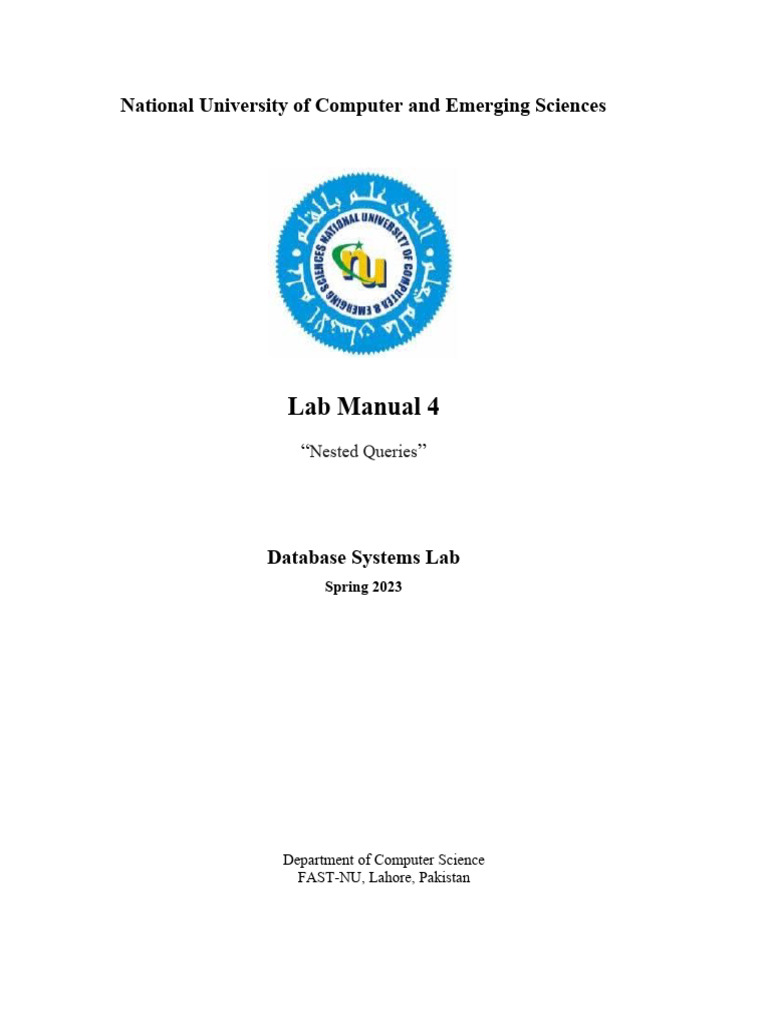 Database Lab Manual 5 FAST NUCES | PDF | Sql | Data Management
