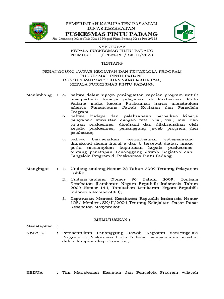 SK Pemegang Program 2023 - 054112 | PDF