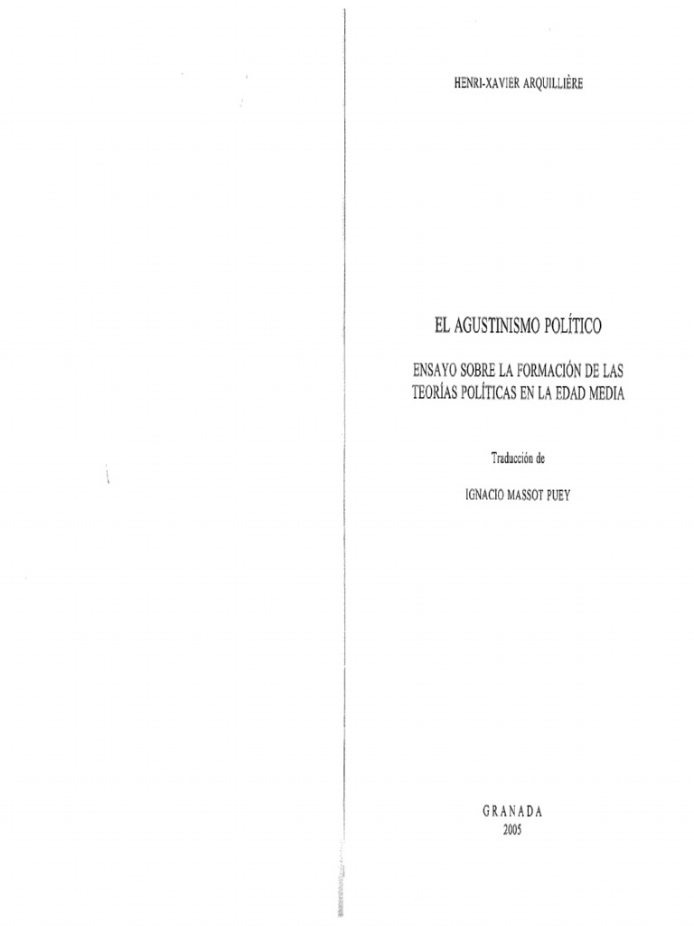 ARQUILLIÈRE, Henri-Xavier. El Agostinismo Político | PDF