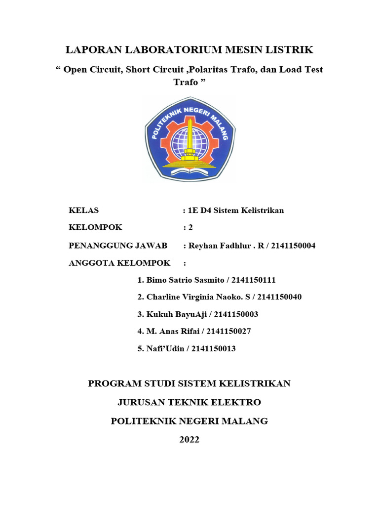 Laporan Lab. Mesin Listrik 1 | PDF